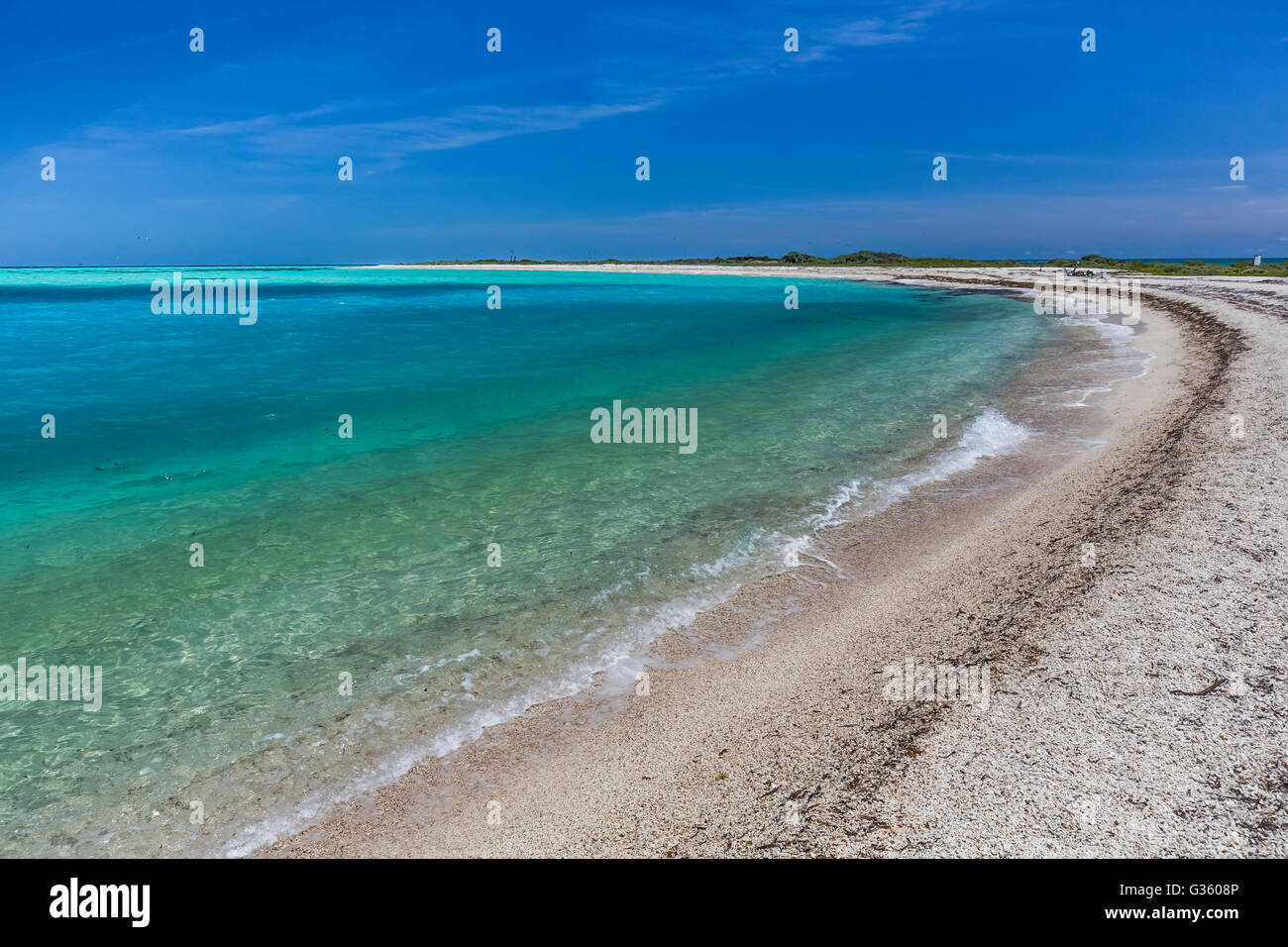 Sand beach leading to Bush Key from Garden Key in Dry Tortugas National ...