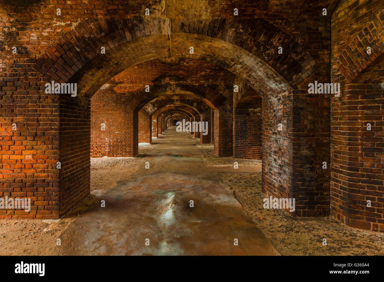 The elegant arched brick architecture of Fort Jefferson, a 19th century ...