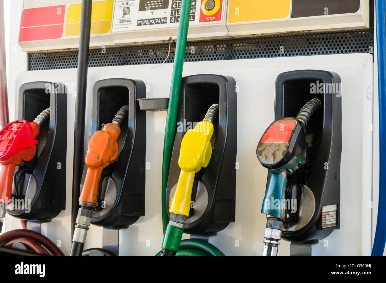 Horizontal shot of some fuel pumps Stock Photo - Alamy