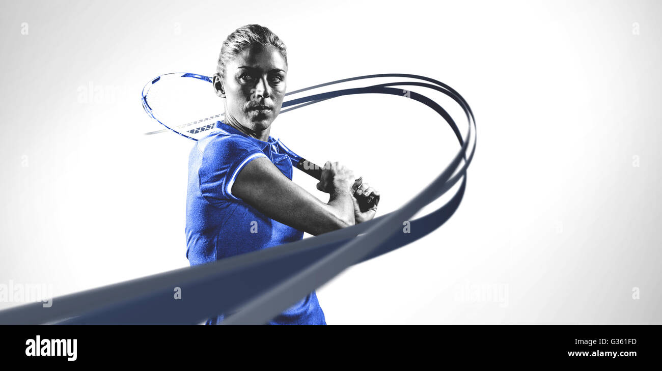Composite image of tennis player playing tennis with a racket Stock ...
