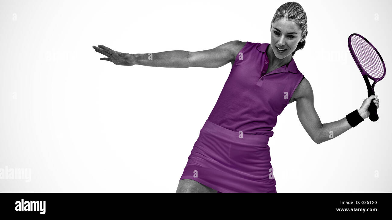 Composite image of athlete playing tennis with a racket Stock Photo - Alamy