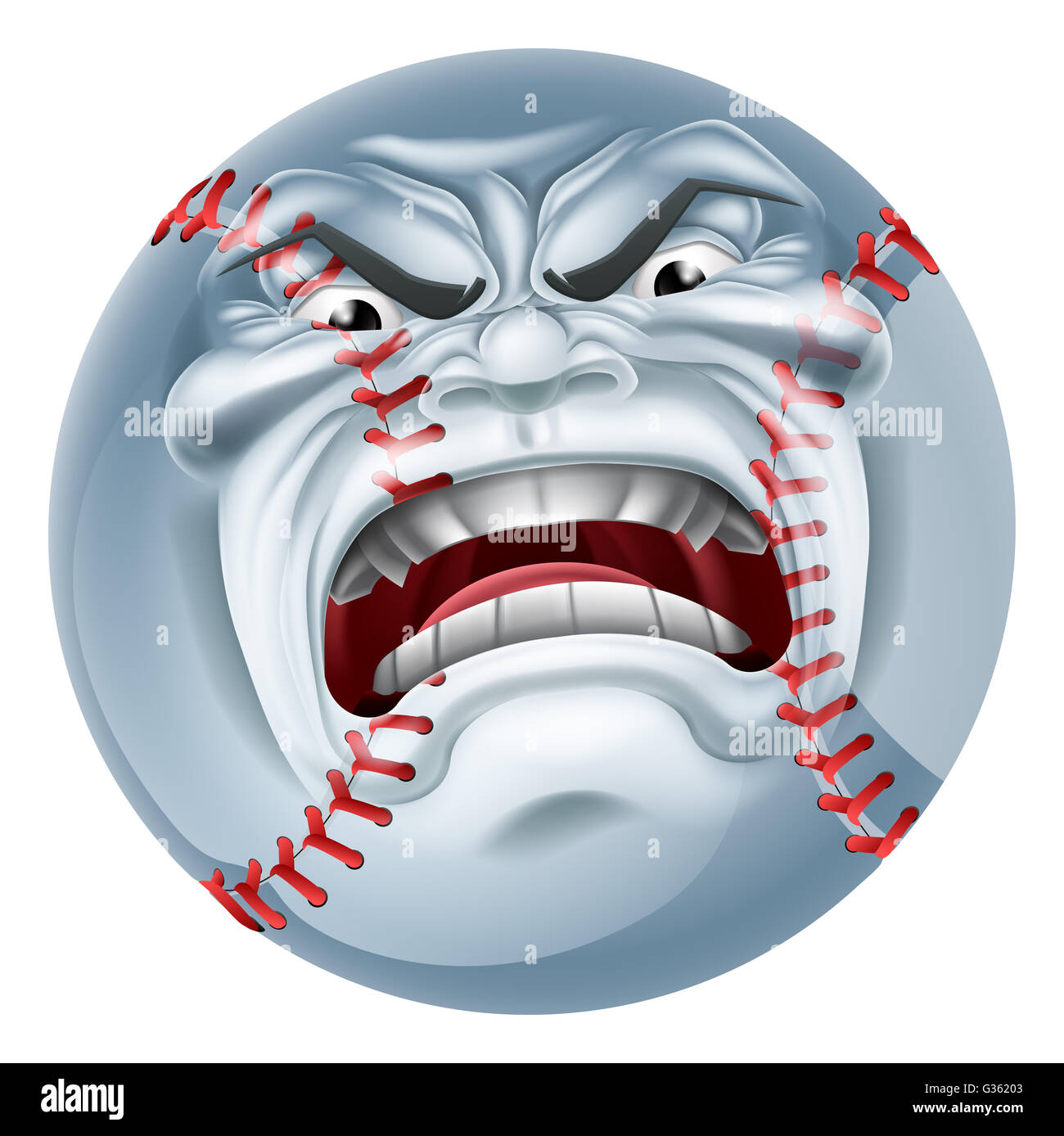 An angry mean looking baseball ball sports cartoon mascot character ...