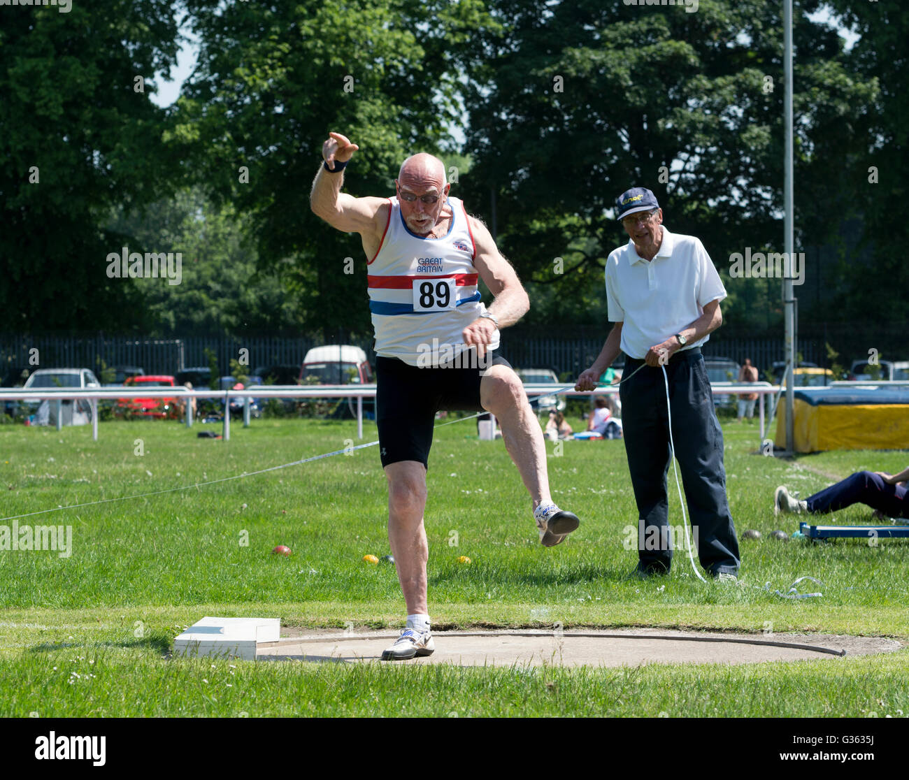 Masters athletics UK. Men`s shot put Stock Photo - Alamy