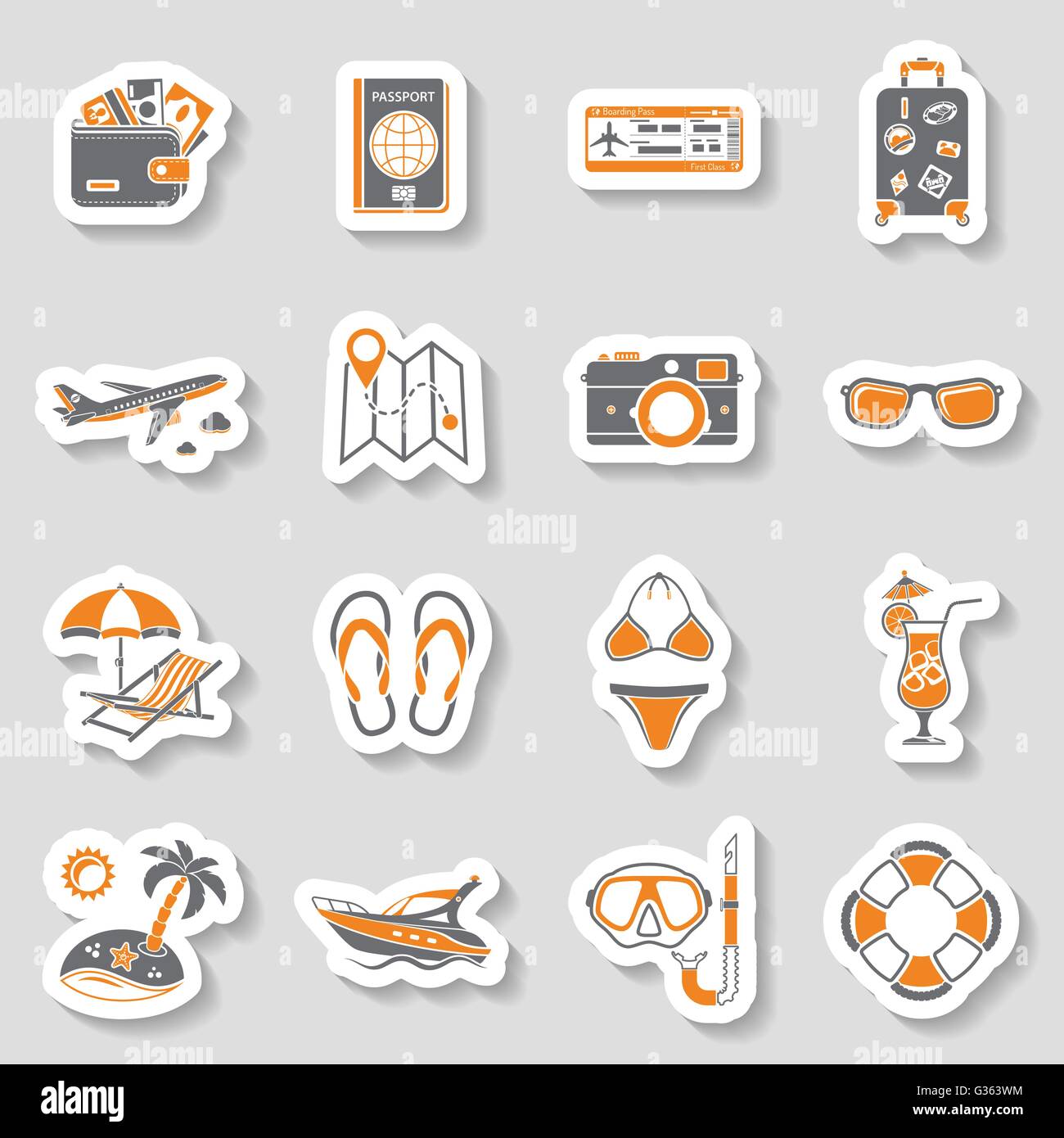 Vacation and Tourism Icons Sticker Set Stock Vector Image & Art - Alamy