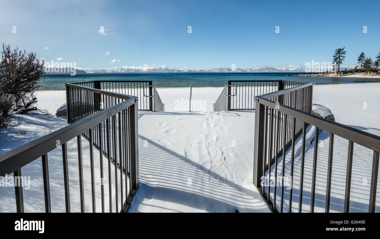 Stairs at Sand Harbor Stock Photo - Alamy