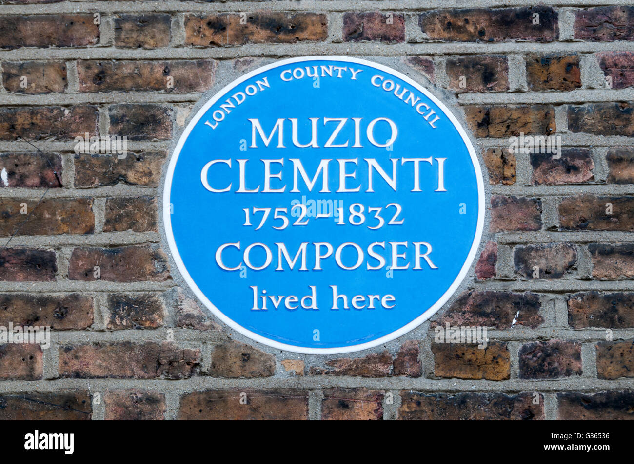 A blue plaque on the home of the composer Muzio Clementi Stock Photo ...