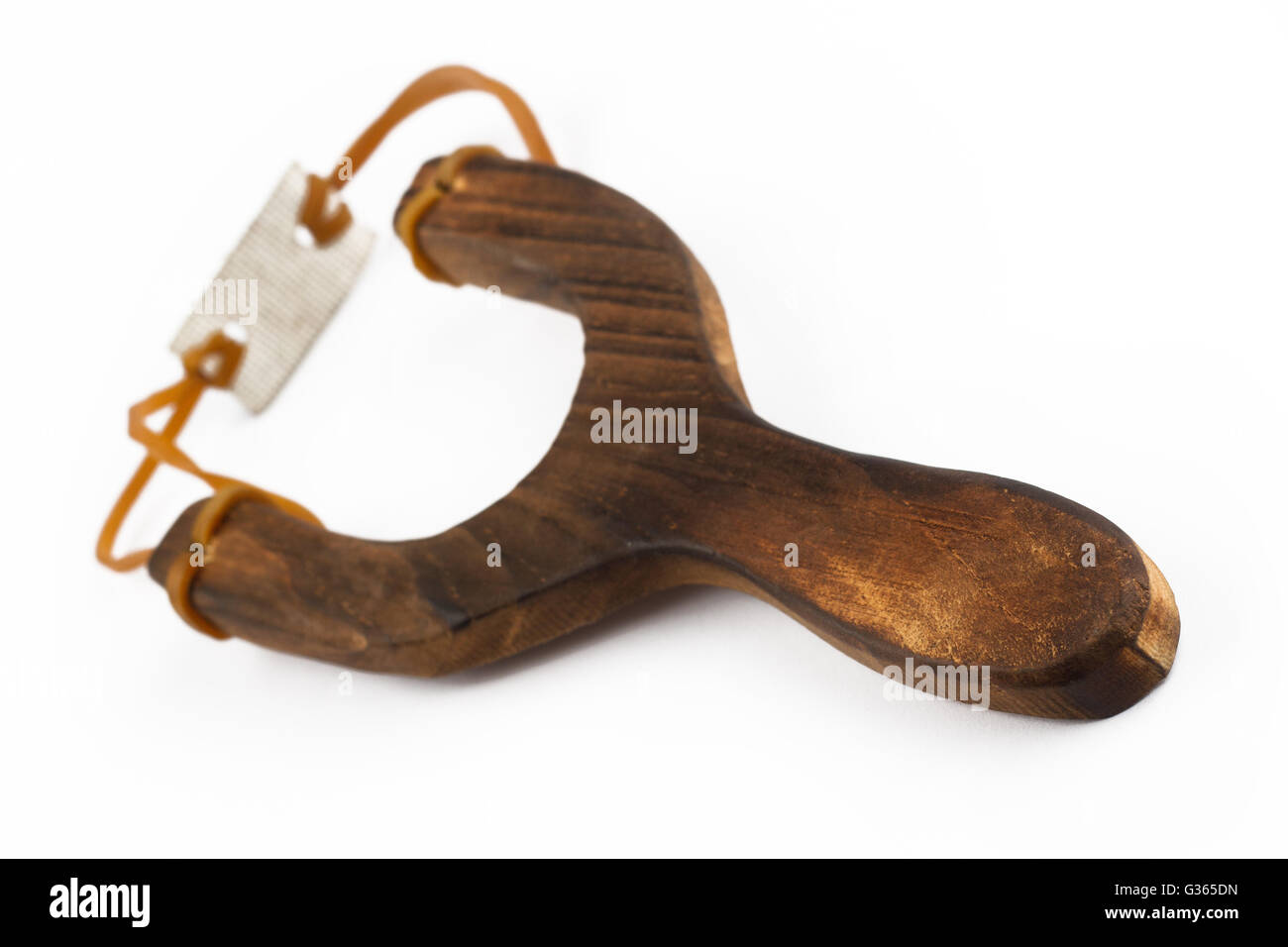 Horizontal perspective view of a wooden sling isolated on white ...
