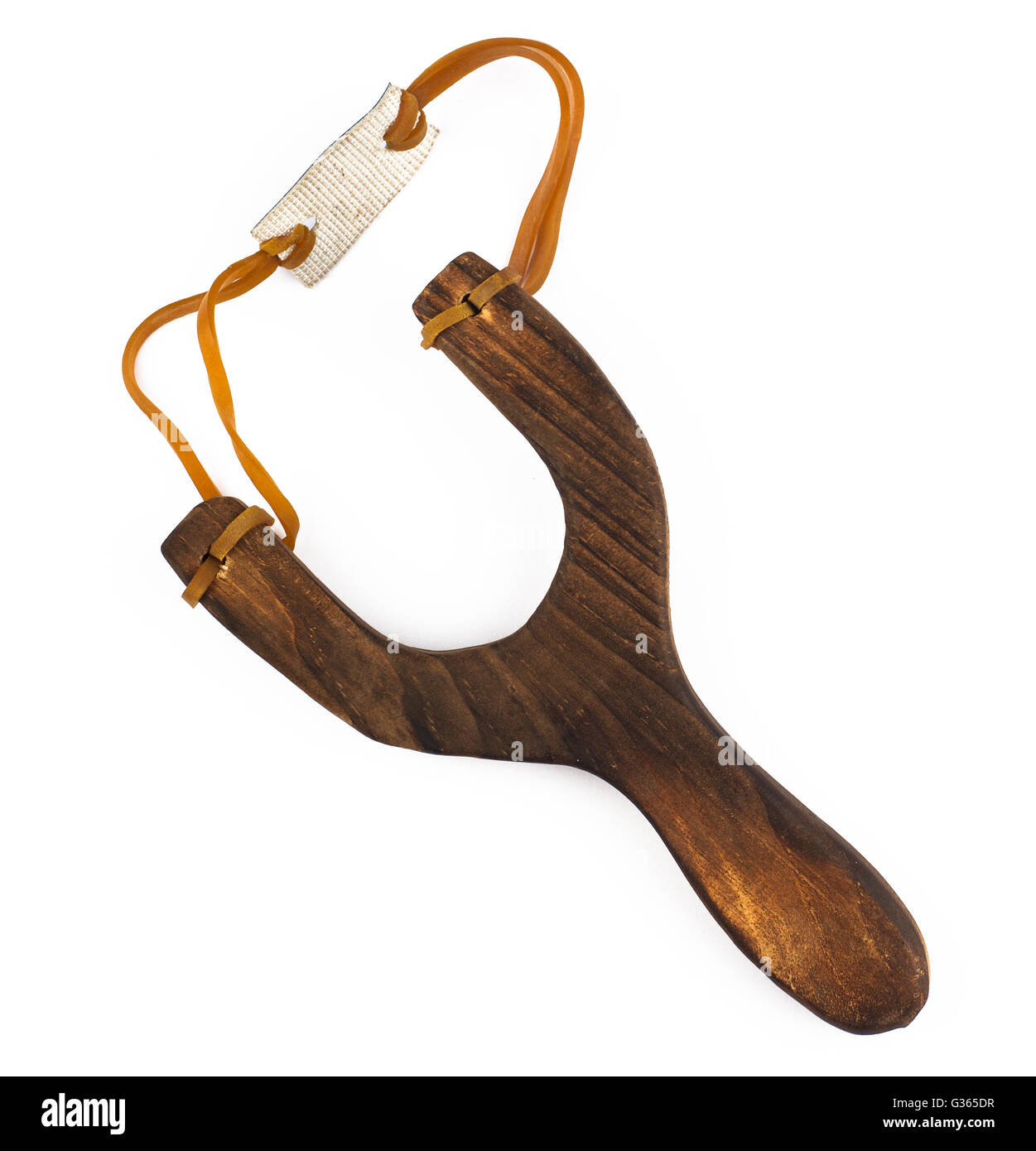 Horizontal front view of a wooden sling isolated on white background ...