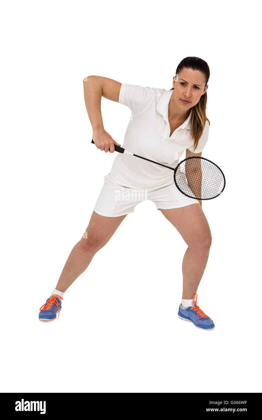Female player playing badminton Stock Photo - Alamy Female player playing badminton Stock Photo - Alamy