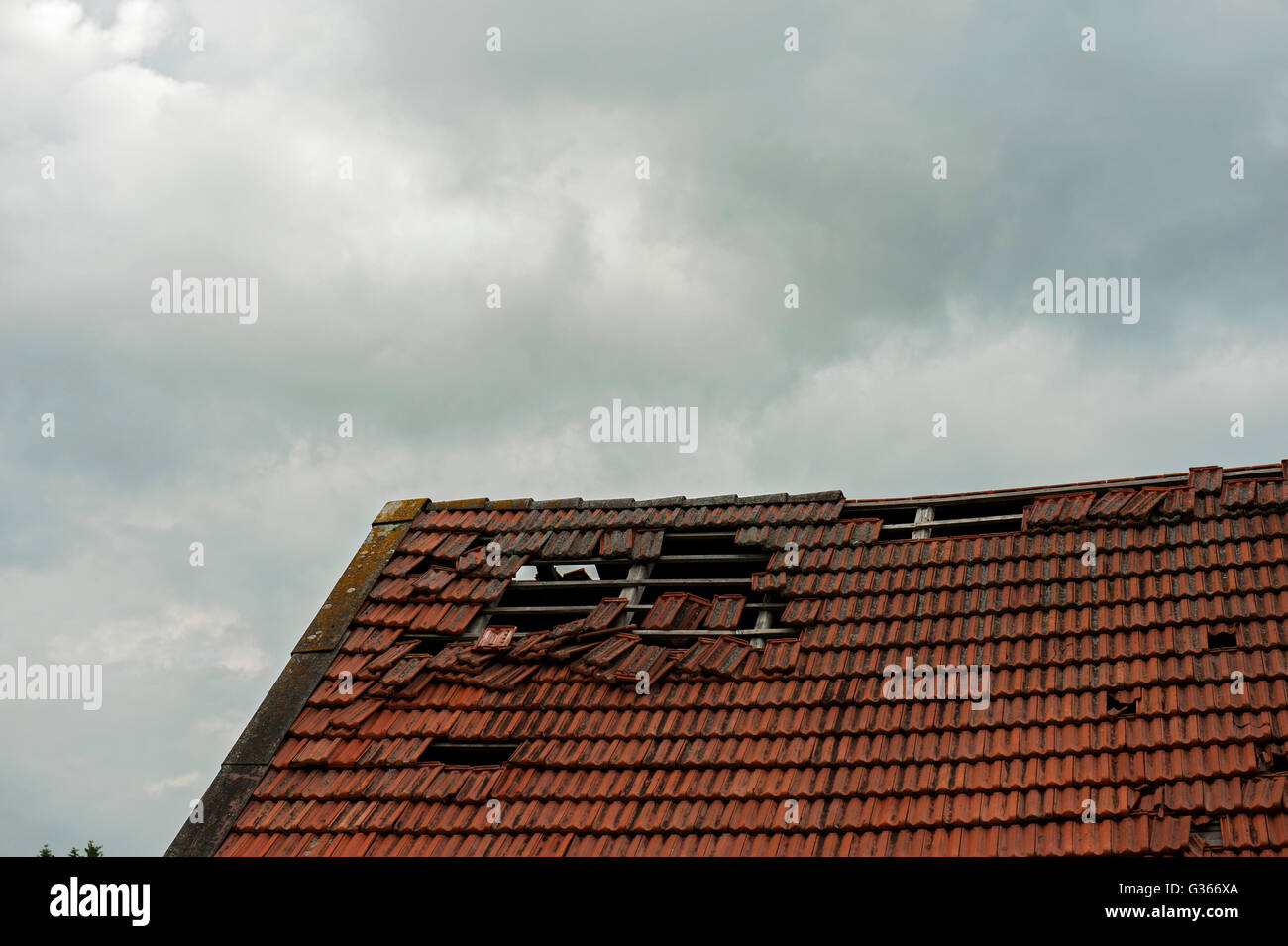 Roof Damage after tempest Stock Photo - Alamy