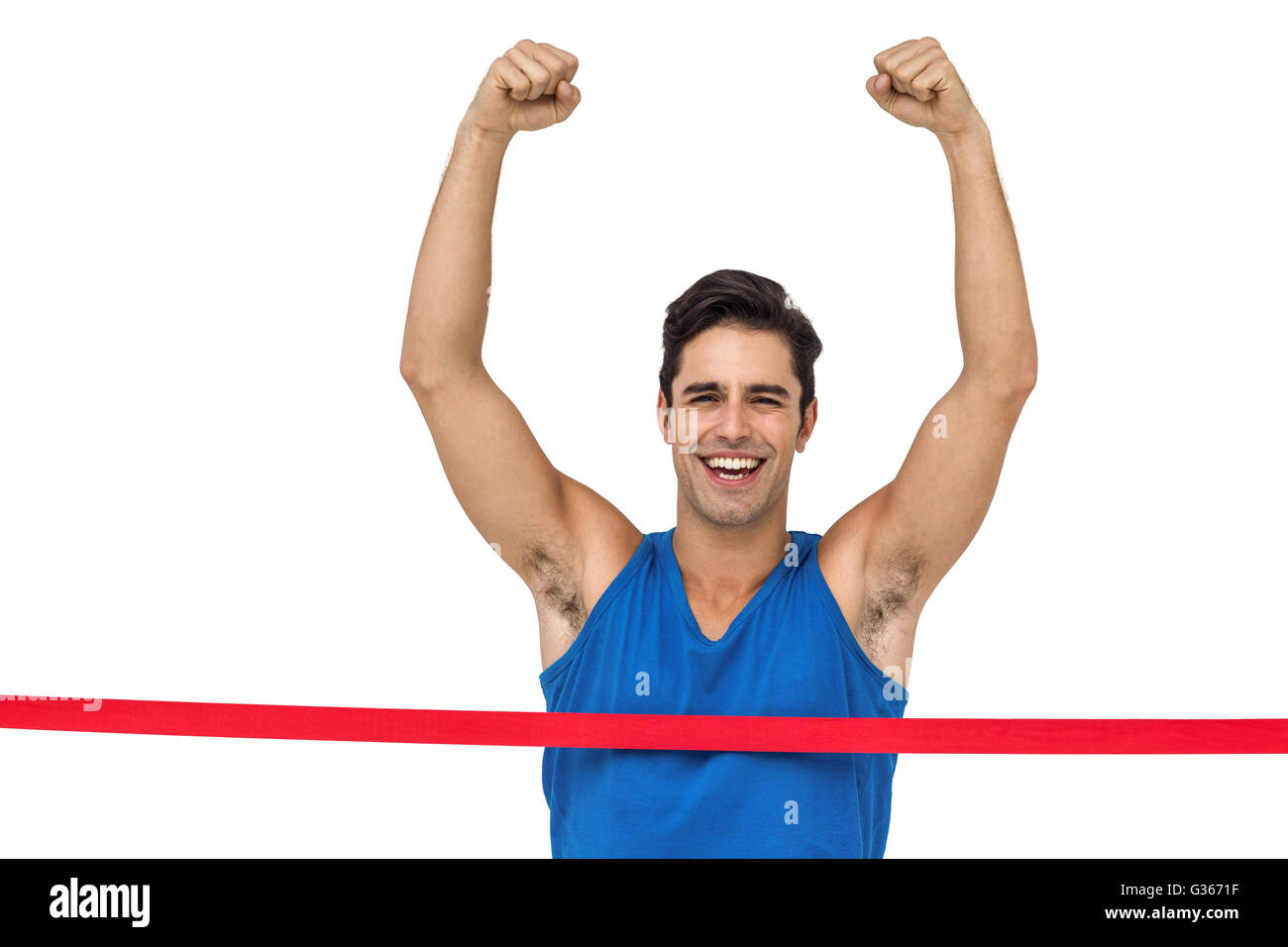 Male athlete crossing finish line hi-res stock photography and images ...