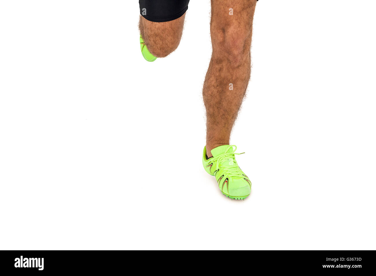 Athlete feet running on white background Stock Photo - Alamy