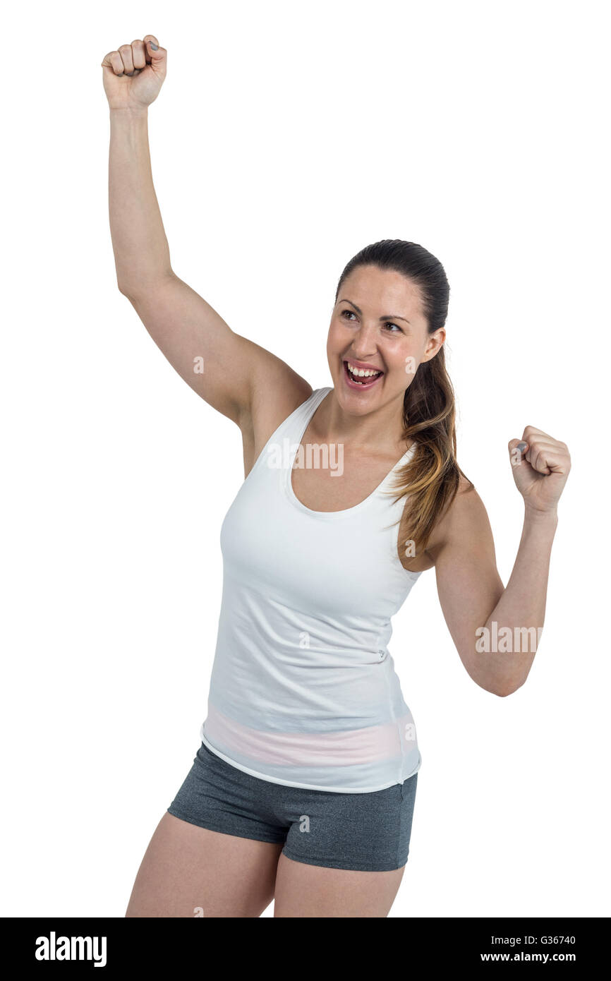 White excited woman posing hi-res stock photography and images - Alamy
