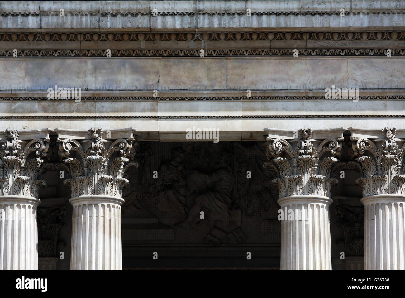 A view of columns / pillars on the west front of Saint Paul's Cathedral ...