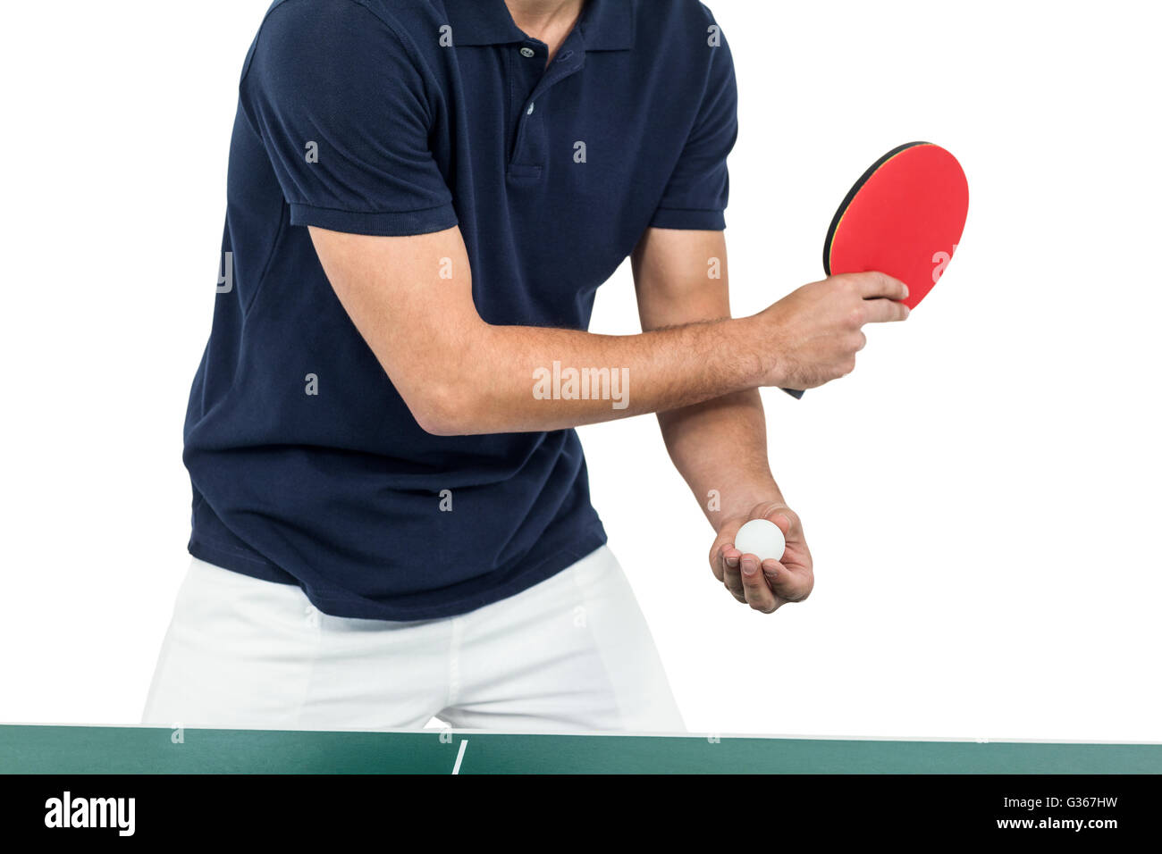 Mid section of athlete man playing table tennis Stock Photo - Alamy