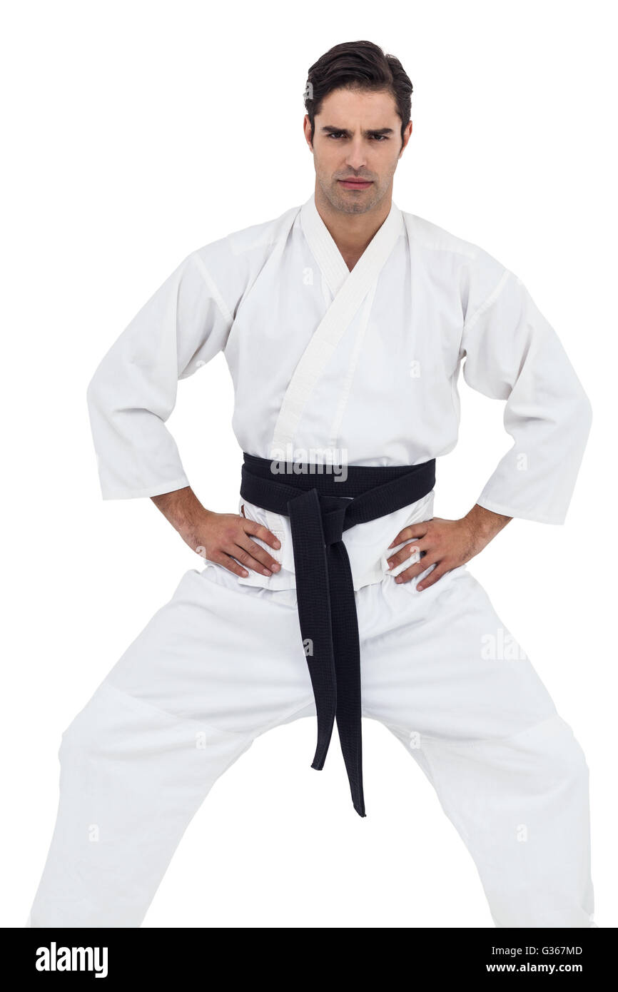 Portrait of fighter posing on white background Stock Photo - Alamy