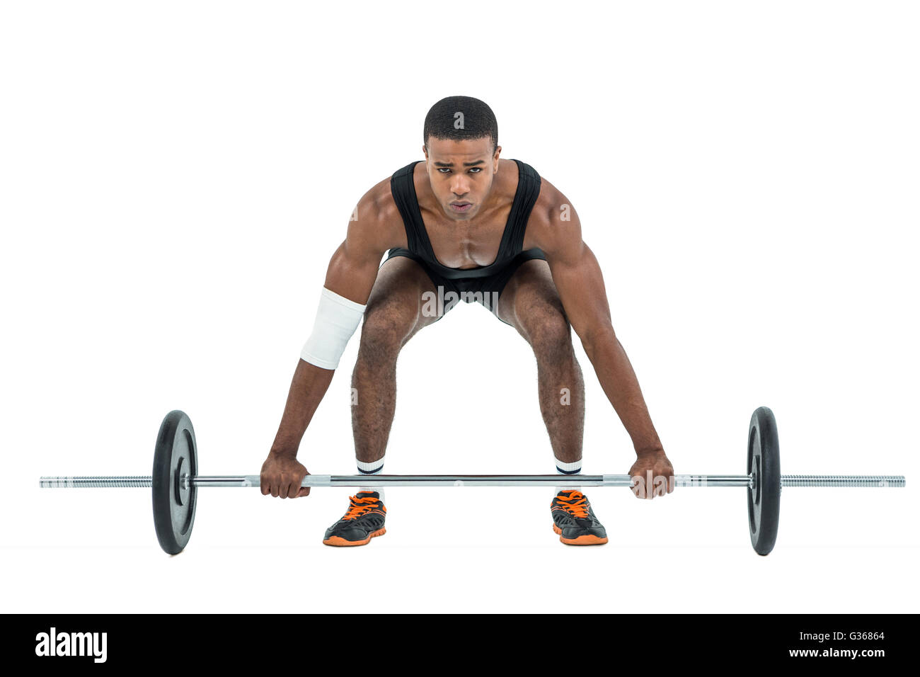 Bodybuilder lifting heavy barbell weights Stock Photo - Alamy