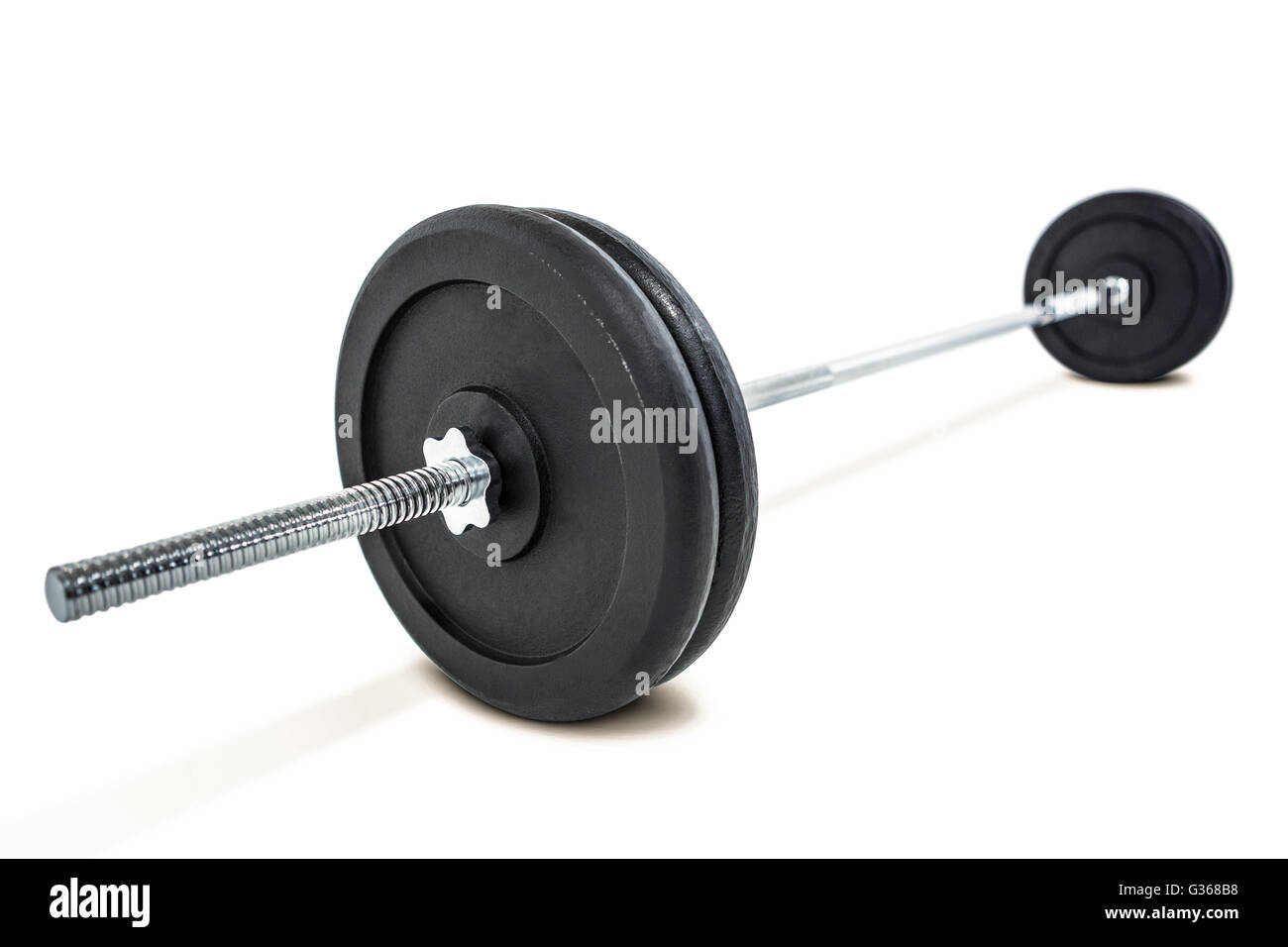 Barbell weights on white background Stock Photo - Alamy