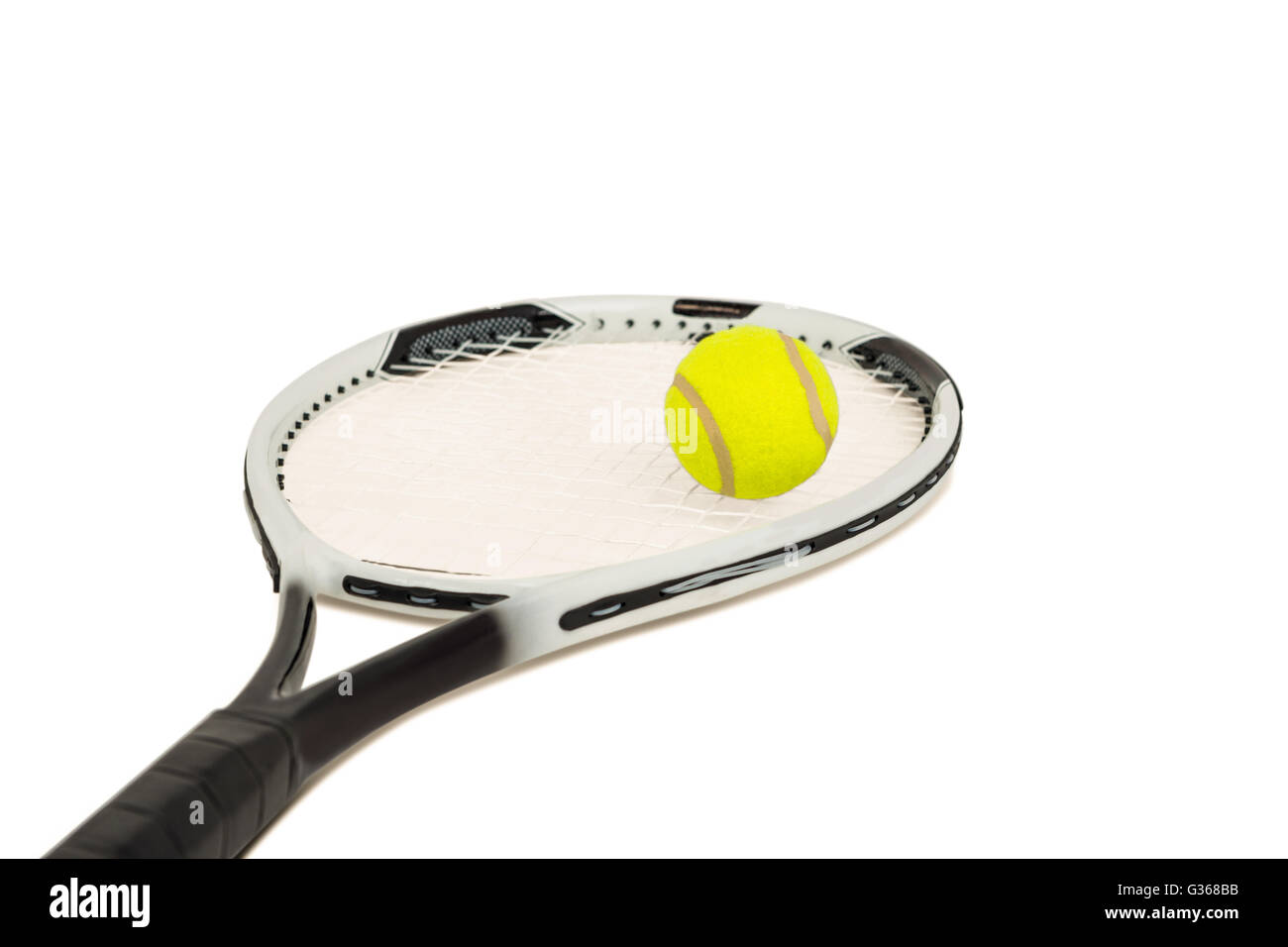 Tennis ball and racket on white background Stock Photo - Alamy