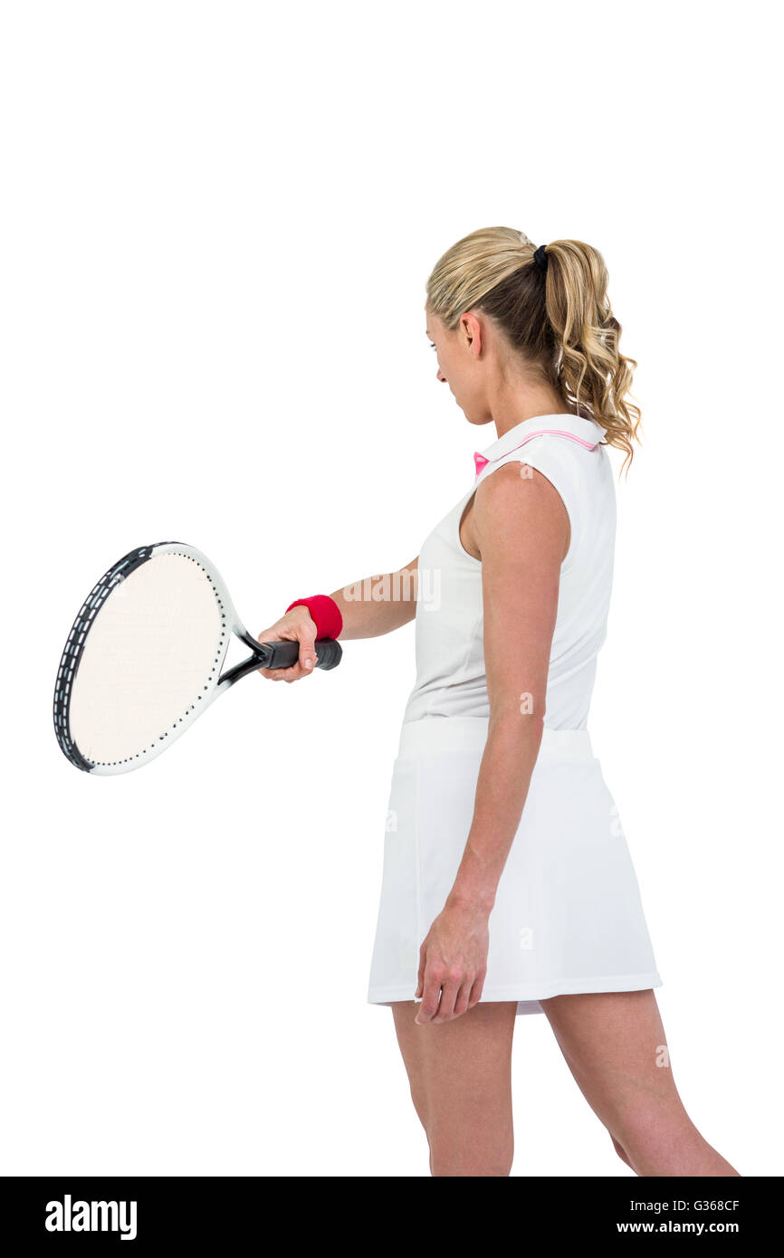 Athlete playing tennis with a racket Stock Photo - Alamy