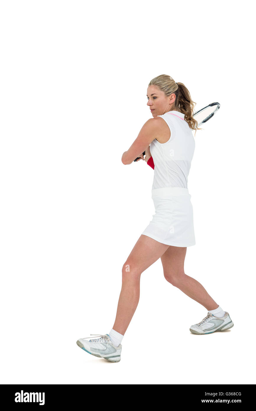 Athlete playing tennis with a racket Stock Photo - Alamy