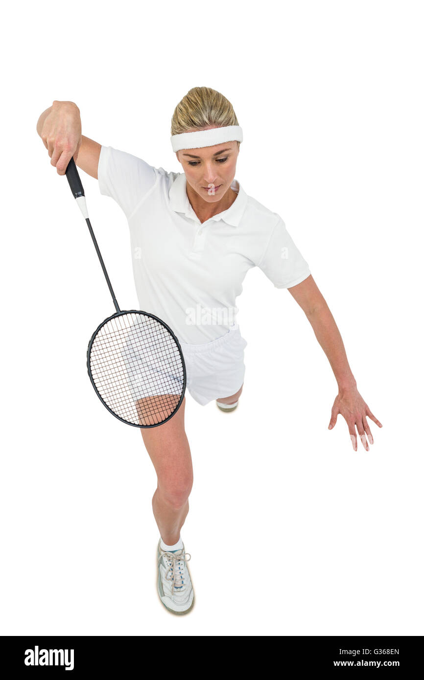 Badminton player playing badminton Stock Photo - Alamy