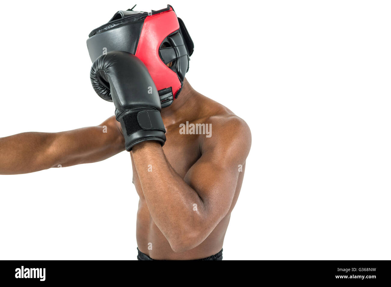 Side view of boxer hitting straight Stock Photo - Alamy