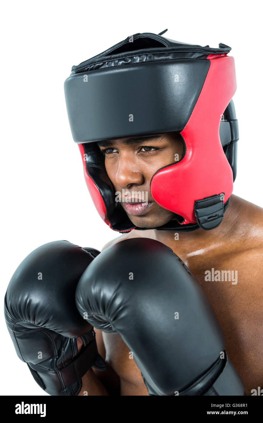 Boxer performing boxing stance Stock Photo - Alamy