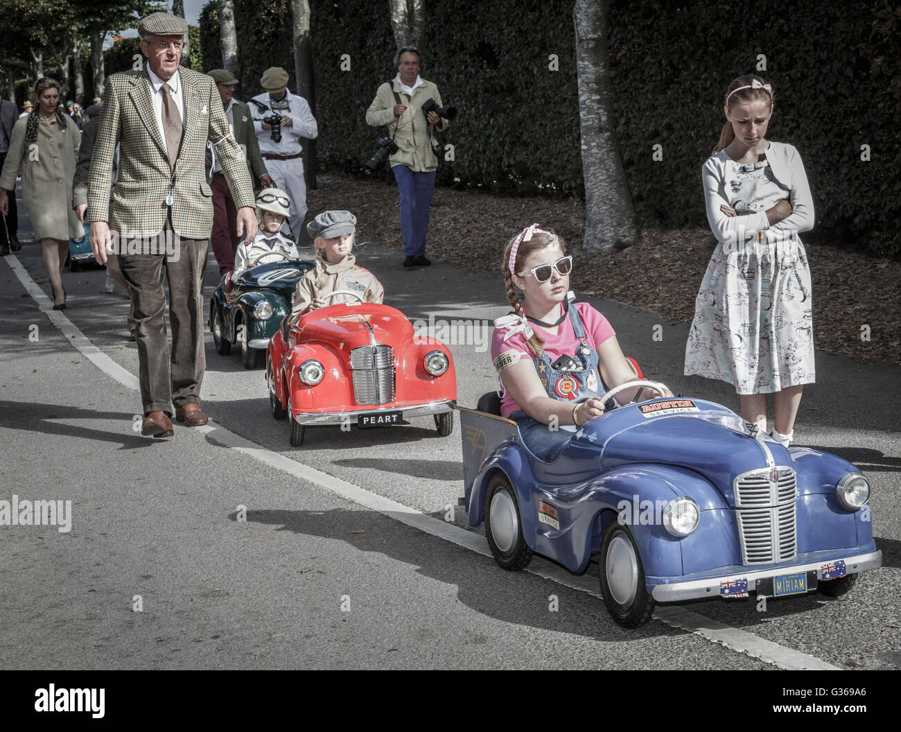Austin J40 peddle cars are taken to the start for the 2015 Settrington ...