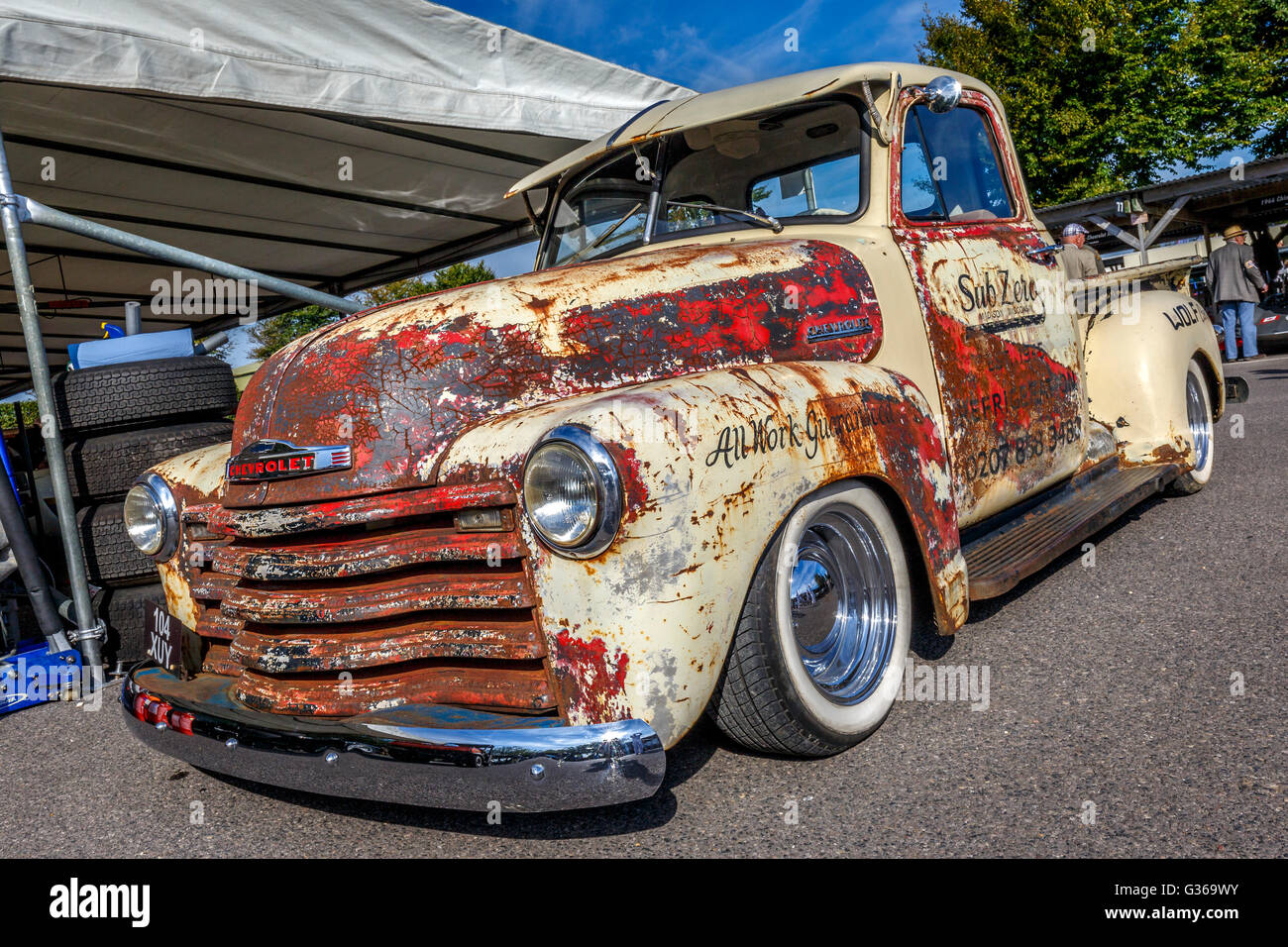 1950 Chevrolet Stepside 4.2 litre pick-up, 104XUY, in the paddock at ...
