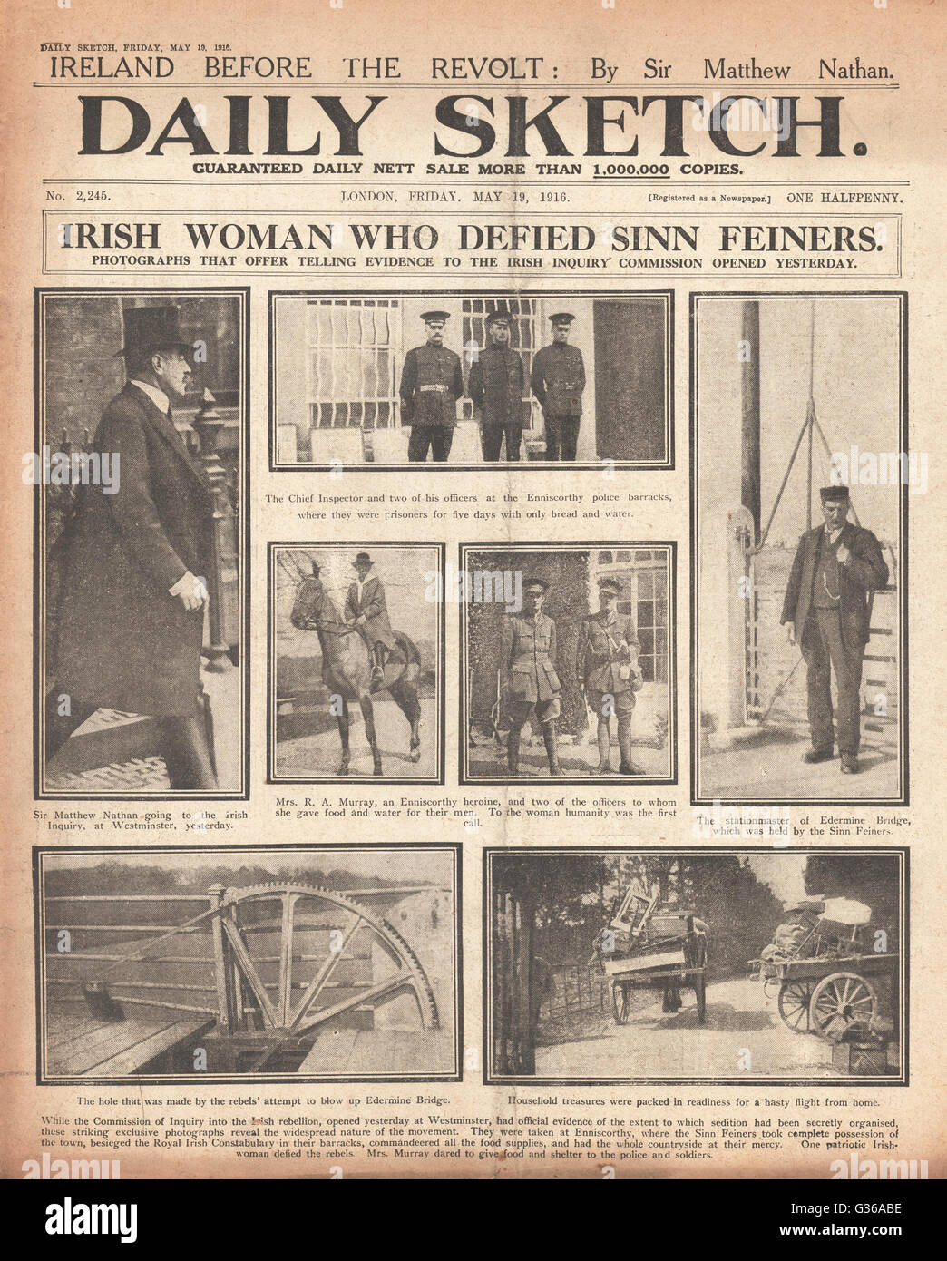 1916 Daily Sketch Inquiry into Irish Easter Rising begins Stock Photo ...