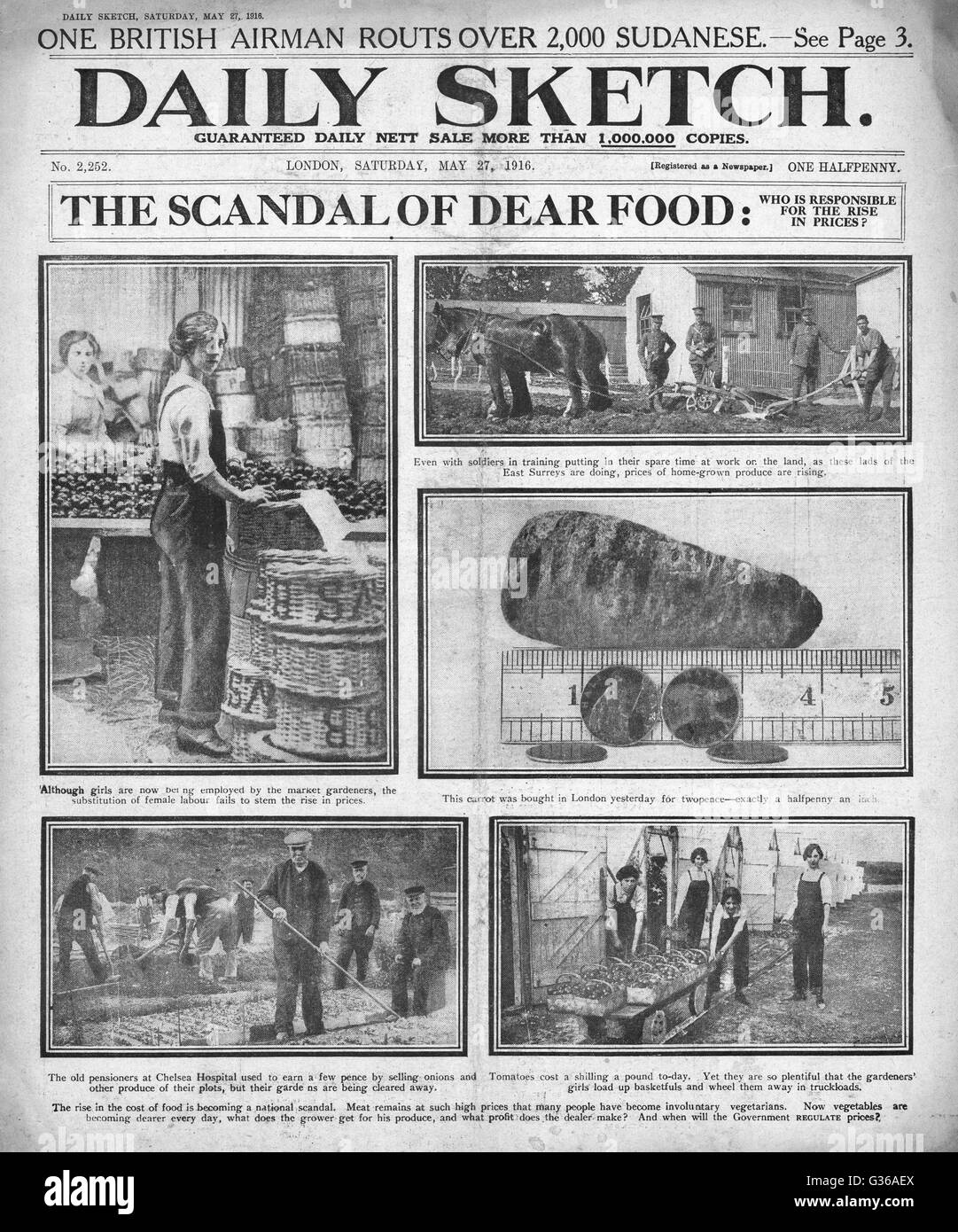 1916 Daily Sketch Scandal of expensive food Stock Photo - Alamy