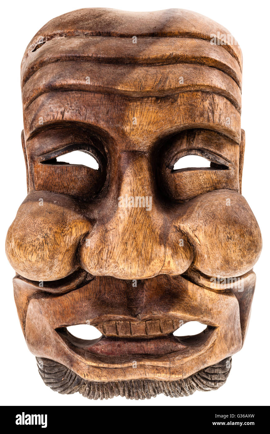a traditional wooden korean mask isolated over a white background Stock ...