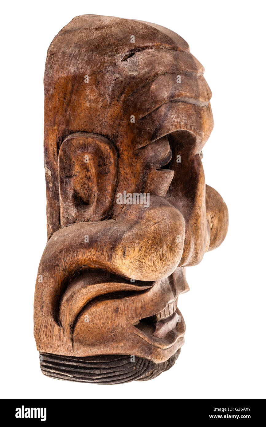 a traditional wooden korean mask isolated over a white background Stock ...