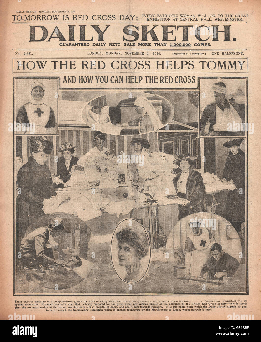 1916 Daily Sketch Red Cross at work Stock Photo - Alamy
