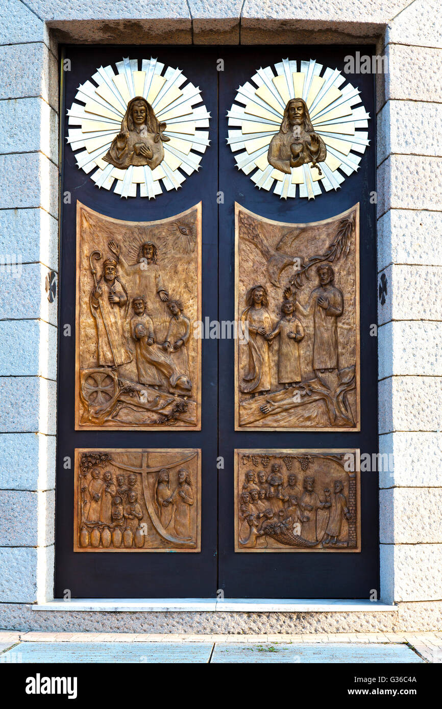 church door in italy lombardy column the milano old closed brick Stock ...
