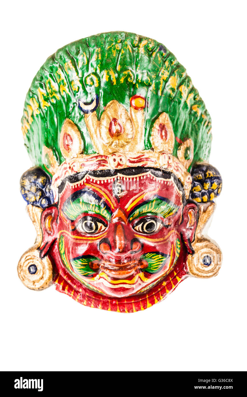 colorful ethnic nepalese mask isolated over a white background Stock ...