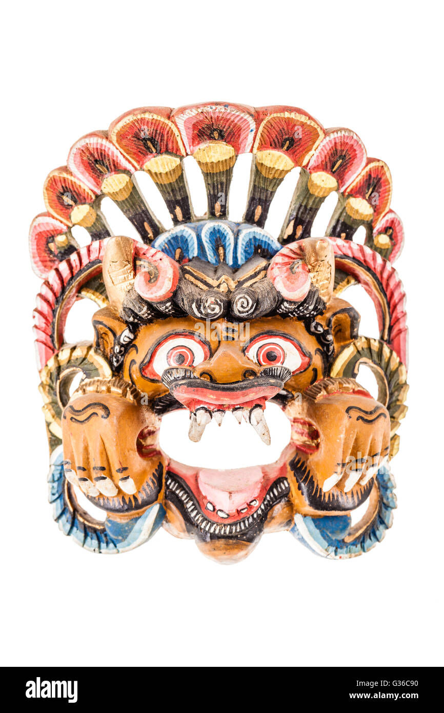 colorful ethnic nepalese mask isolated over a white background Stock ...