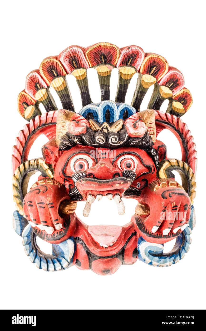 colorful ethnic nepalese mask isolated over a white background Stock ...