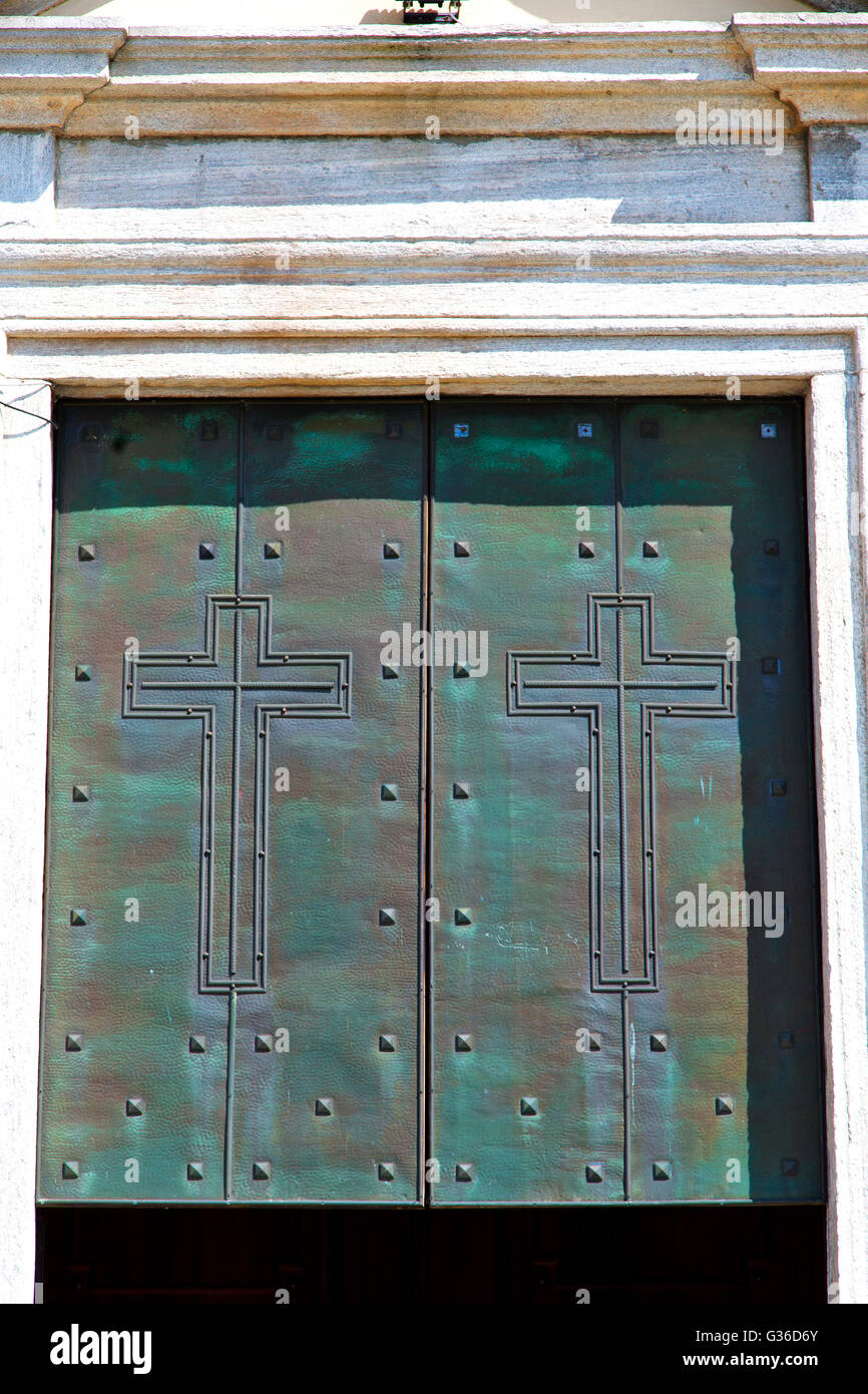 abstract church door in italy lombardy column the milano old closed ...