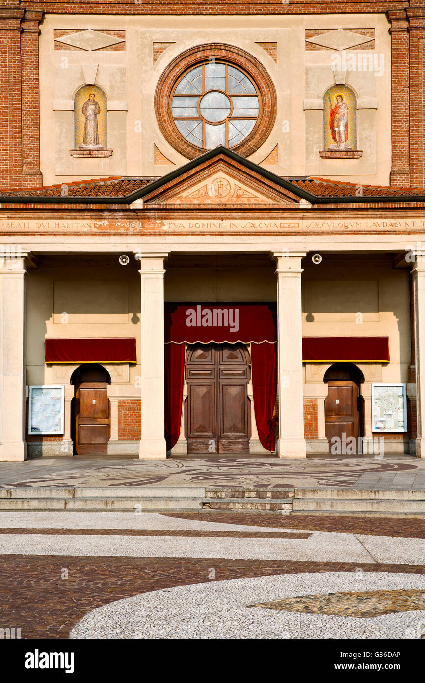 church in the parabiago closed brick tower sidewalk italy lombardy old ...