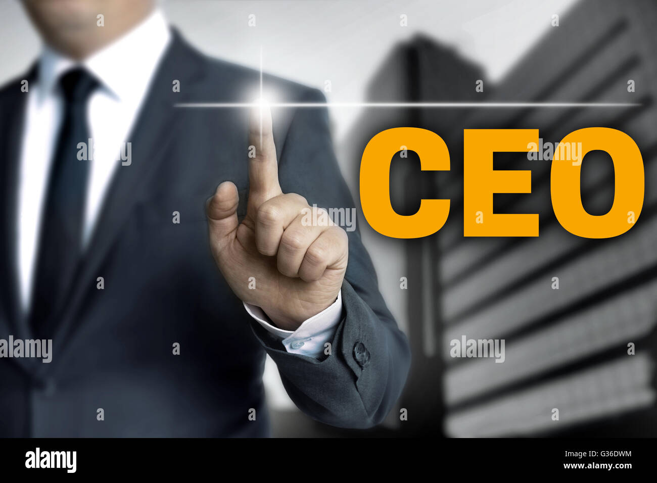 ceo touchscreen is operated by businessman Stock Photo - Alamy