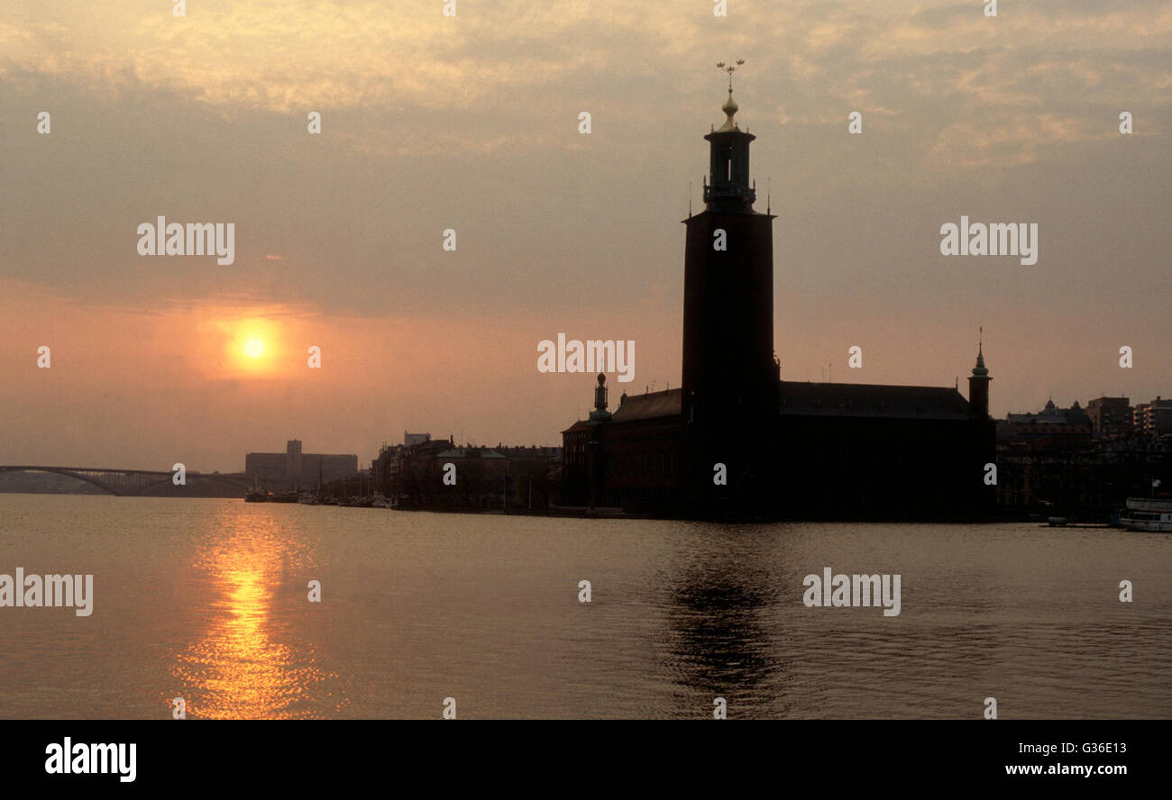 City hall in sunset Stock Photo - Alamy