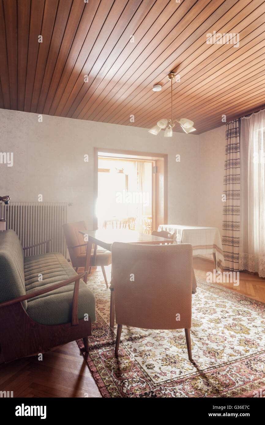 Interior of an austrian house with old retro furniture ready for ...