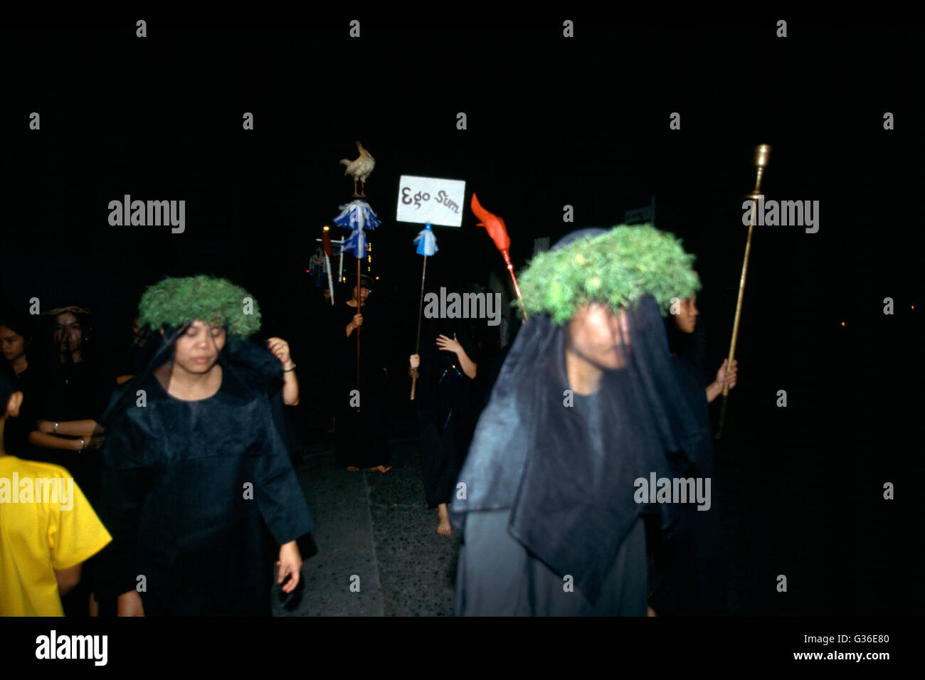 Maunday Thursday Procession, Women In Black, Manila, Philippines Stock ...