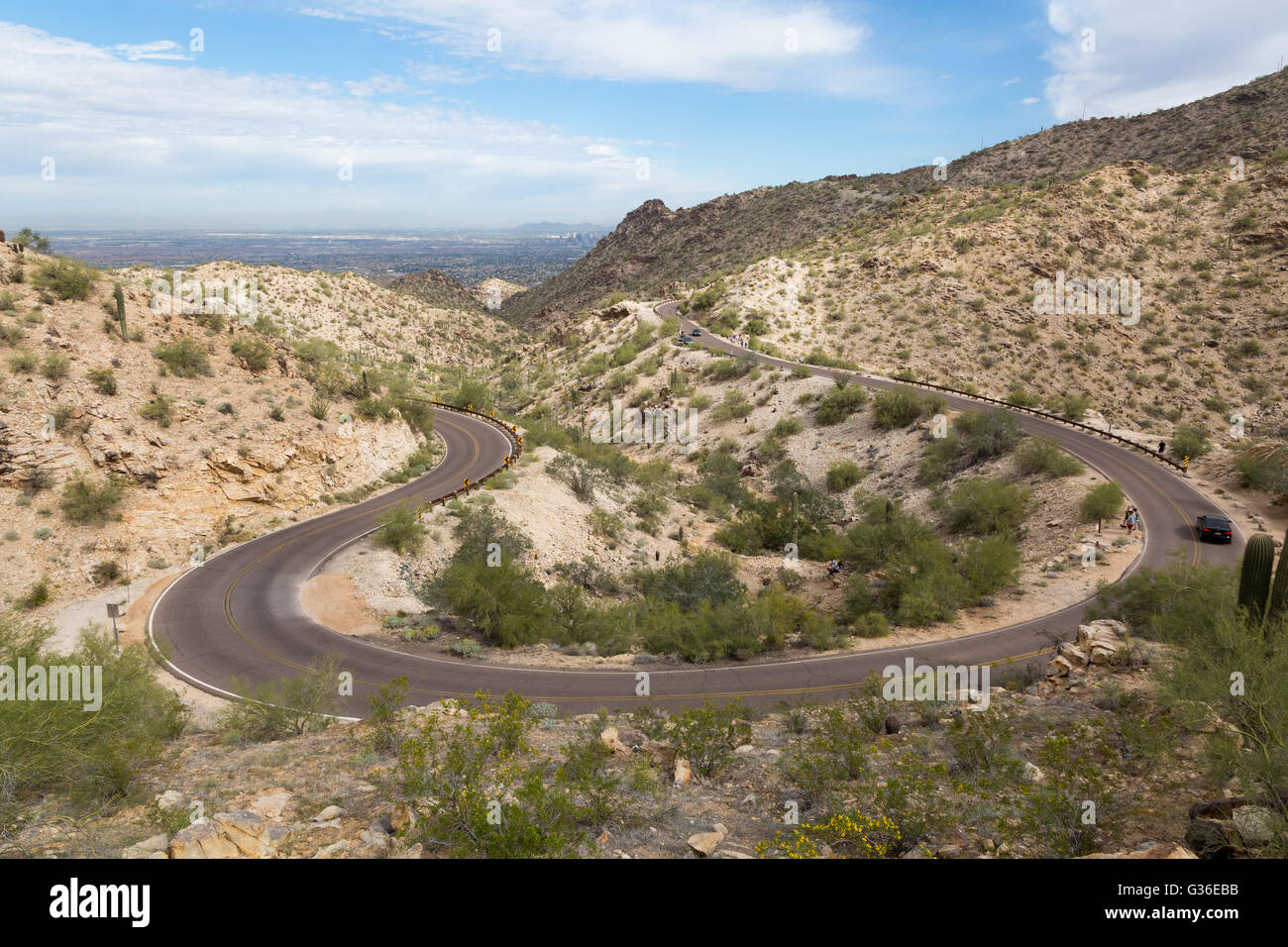 The Summit Road in the South Mountains ascending toward its destination ...