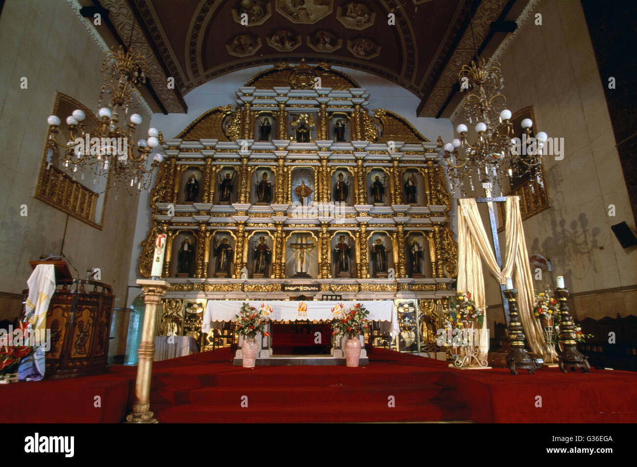 Basilica St Nino Interior 16th Century, Cebu, Philippines Stock Photo ...