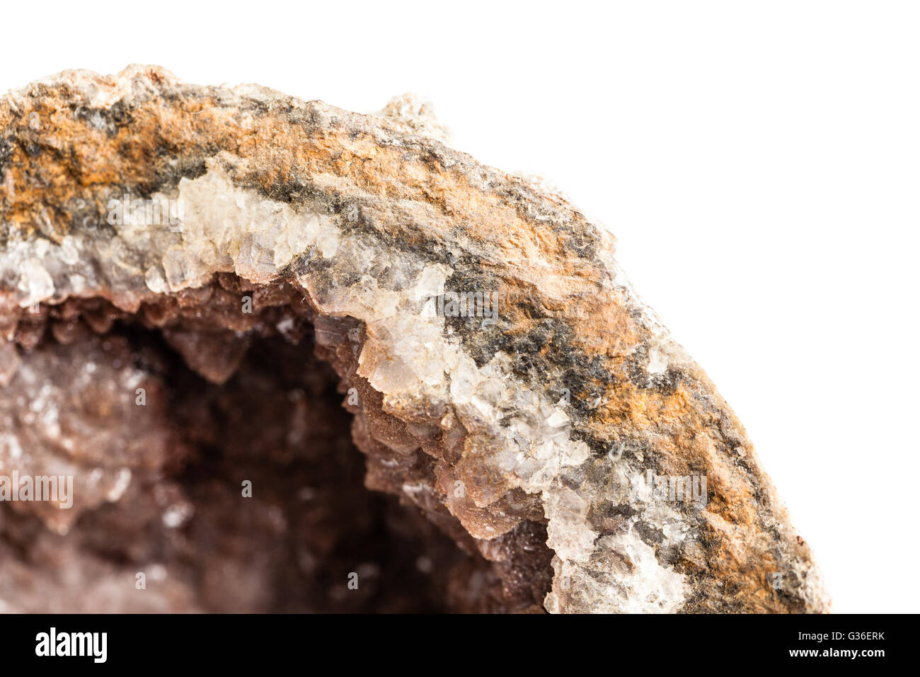 detail of a hollow geode isolated over a white background Stock Photo ...