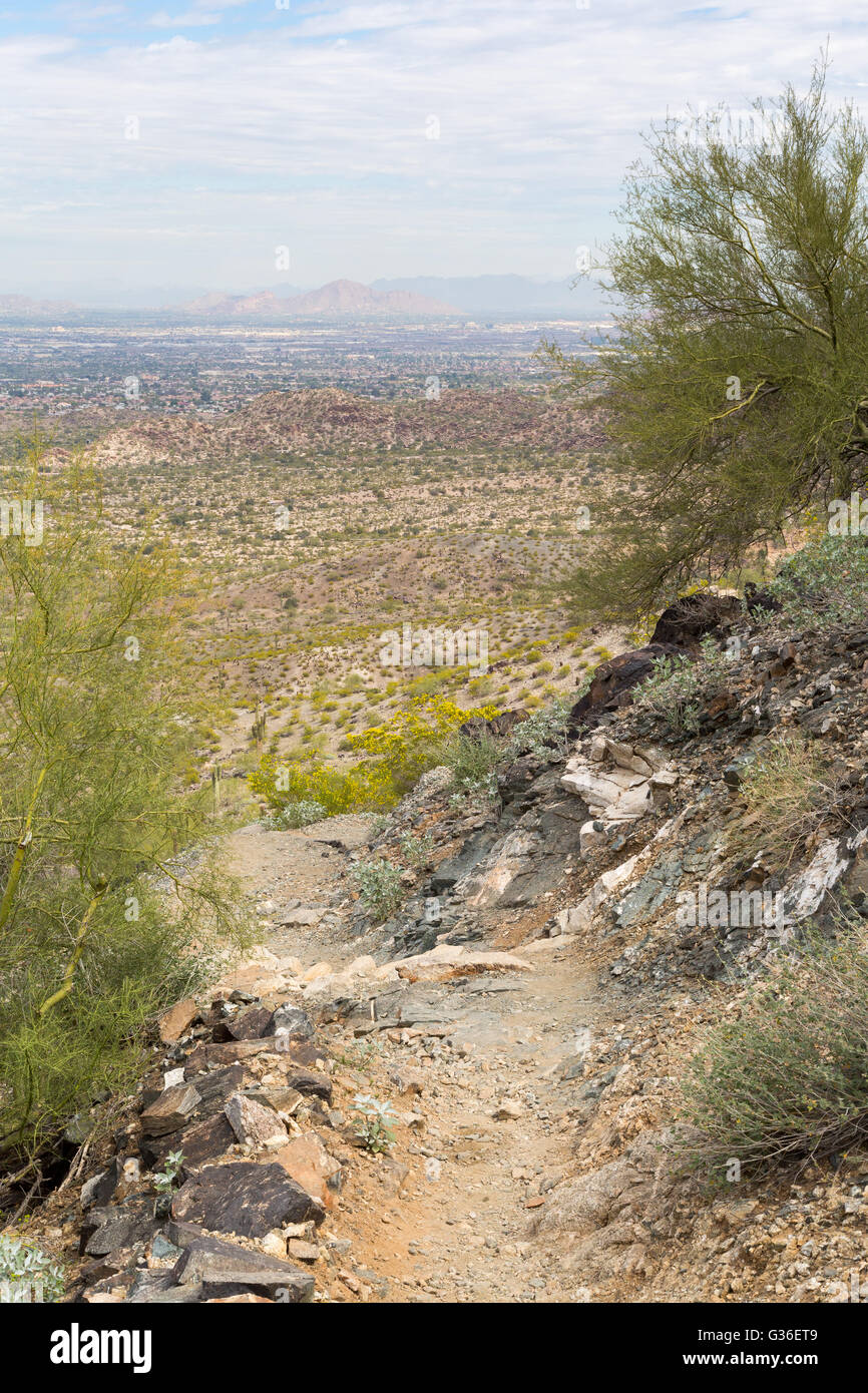 The Ranger Trail descending toward Phoenix. South Mountain Park ...