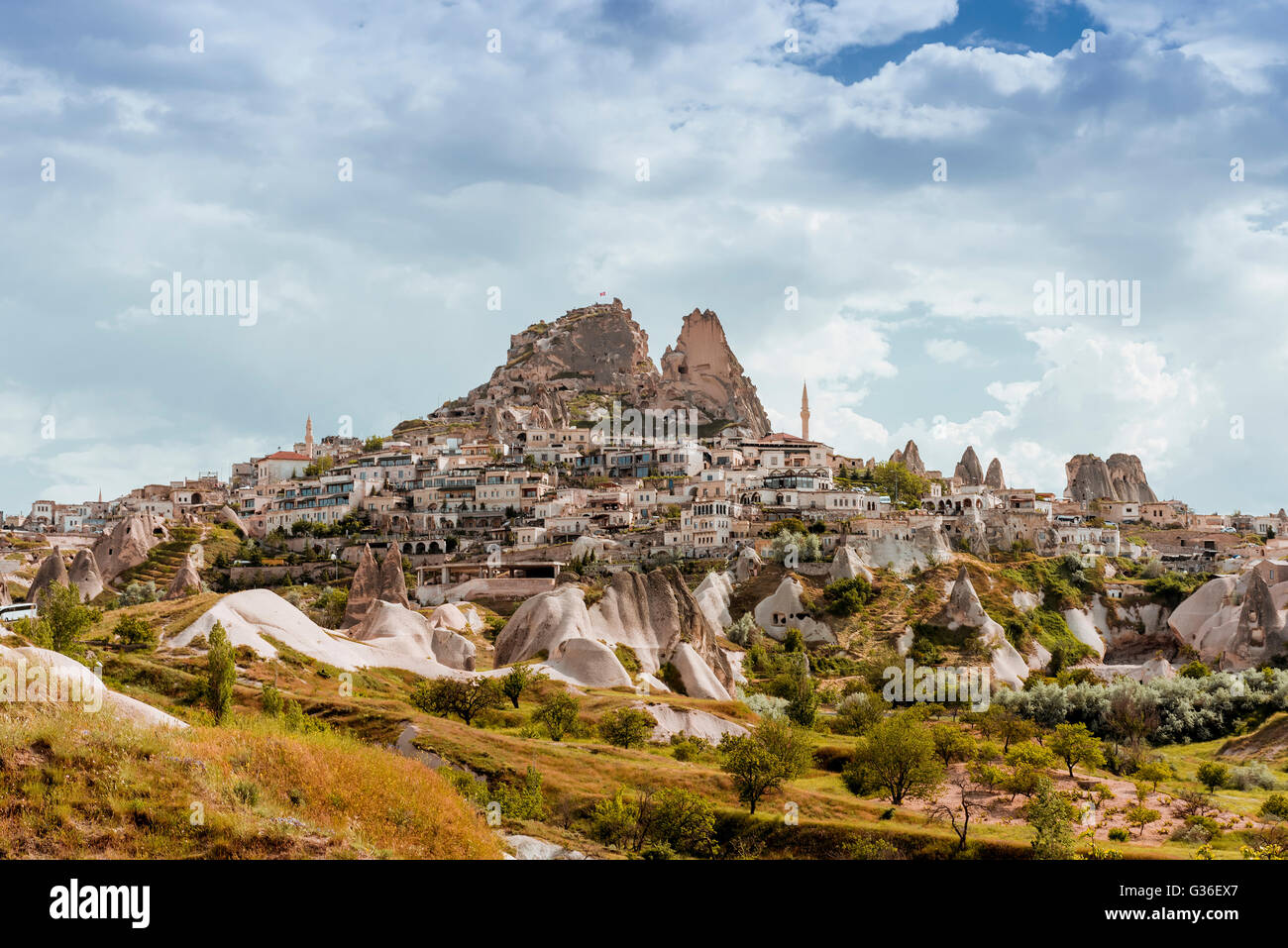 Turkish fortress Uchisar landscape in Cappadocia Turkey Stock Photo - Alamy